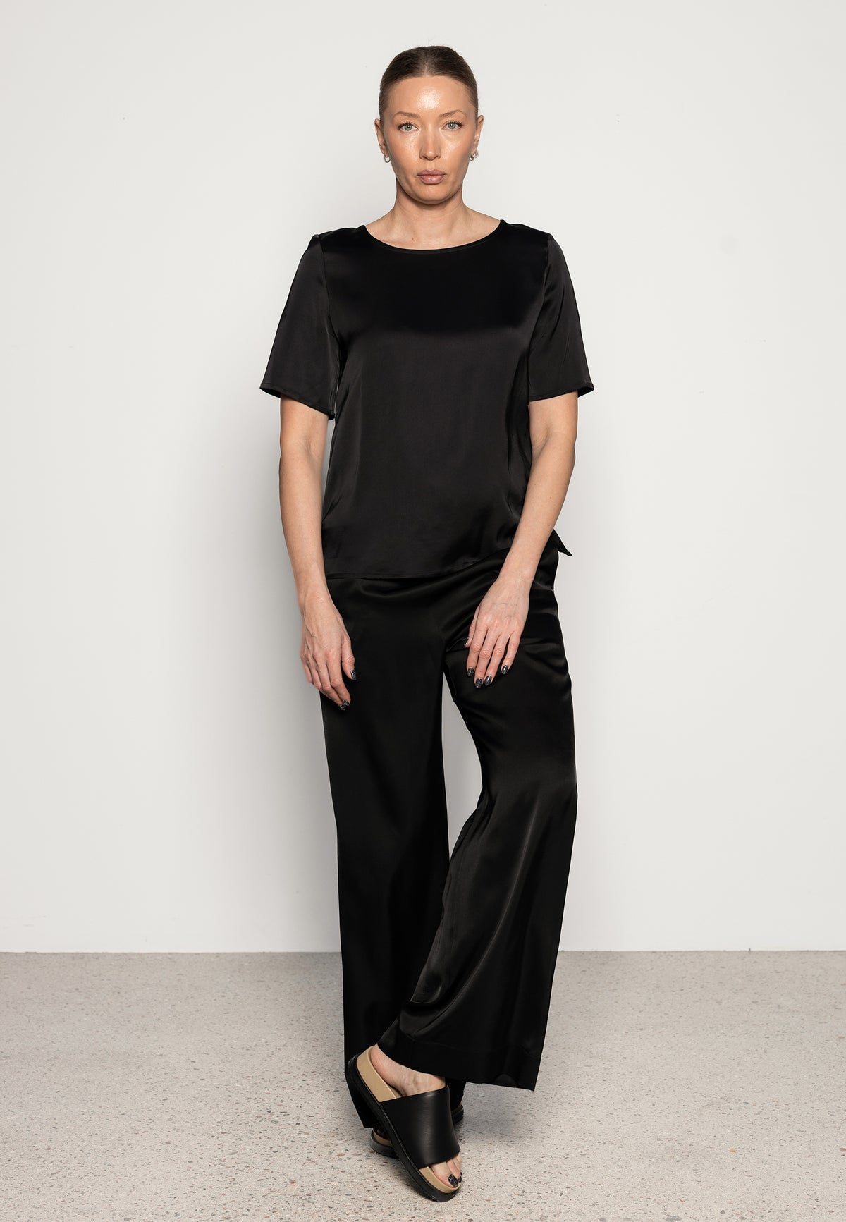 Women's Satin Top - Tops - Black and Champagne - Atelier Kajsa