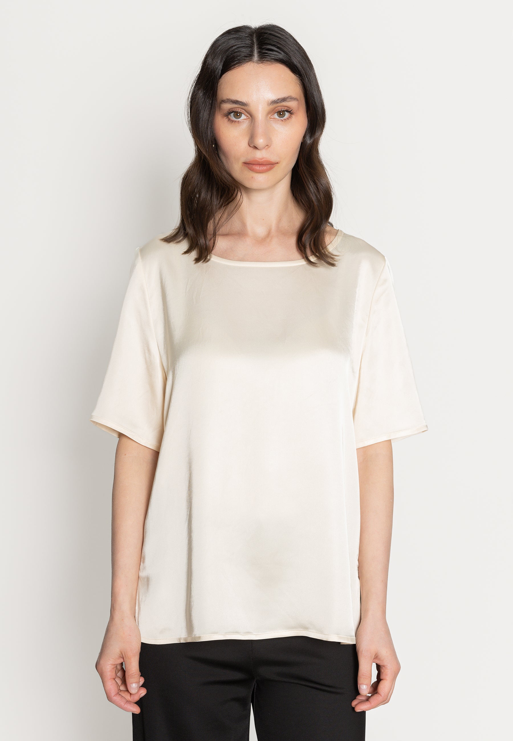 Women's Satin Top - Tops - Black and Champagne - Atelier Kajsa